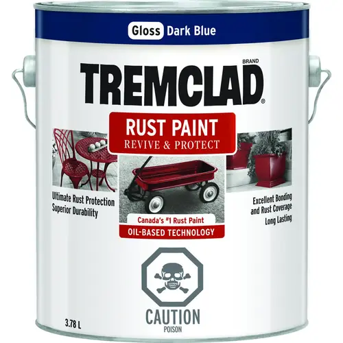 Rust-Oleum 27067X155 TREMCLAD Rust Paint, Gloss, Dark Blue, 3.78 L, Can ...