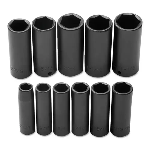 Proto 74112 Torqueplus 11 Pc Deep Impact Socket Set, 1/2 in, 6 Point ...