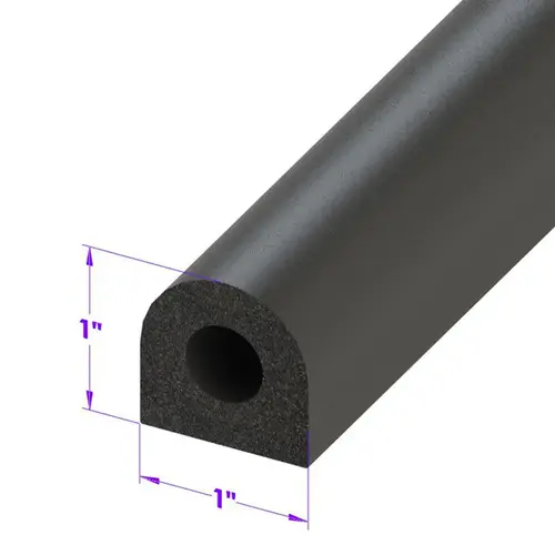 Metro Moulded Parts LP 80-B D Shaped Extrusion. 1" wide X 1" high. Sold ...
