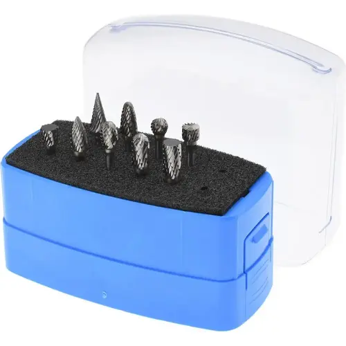 MSC SETM110PDC 9 Pc Double Cut Burr Set with Cylinder, Ball, Cylinder w ...