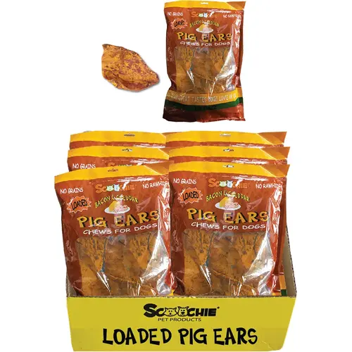 Scoochie Pet 288 Bacon & Cheddar Loaded Pig Ears 10 Pack Peggable Zip ...