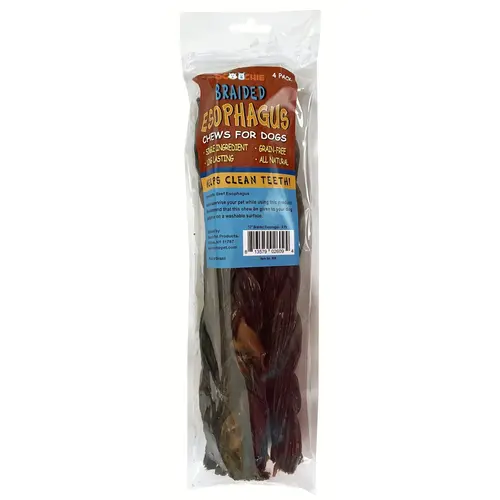 Scoochie Pet 609 4 Pack 12 Inch Braided Esophagus Sticks in a zip lock ...