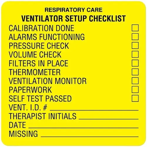 RRD ULRM401 Respiratory Care Label 2-1/2"X2-1/2" Ventilator Care Buy Now