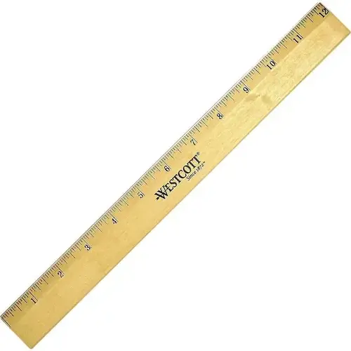 Westcott ACM05011 Beveled 12" Wood Ruler With Metal Edge 1/16 ...