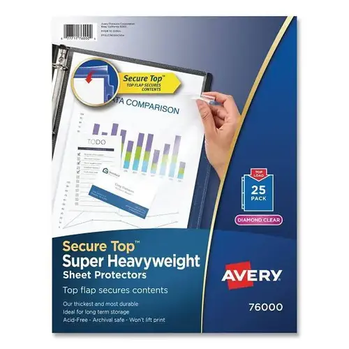 Avery 76000 Secure Sheet Protector Super Heavy Gauge Letter Dimond ...