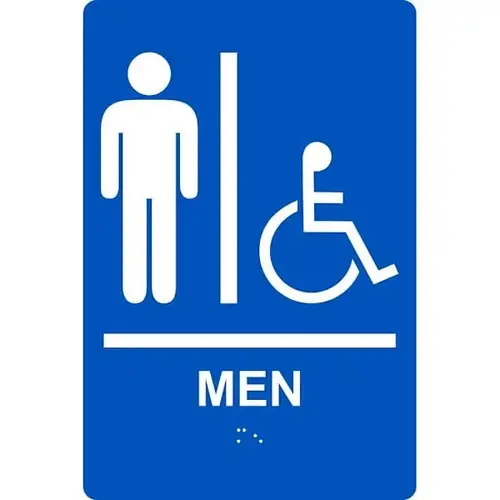 Accuform PAD107BU 9x6 Acrylic Men Handicap Symbol ADA Braille Sign Blue ...