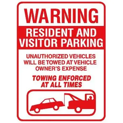 Hd Supply 657022 Warning Resident And Visitor Parking Sign, Reflective ...